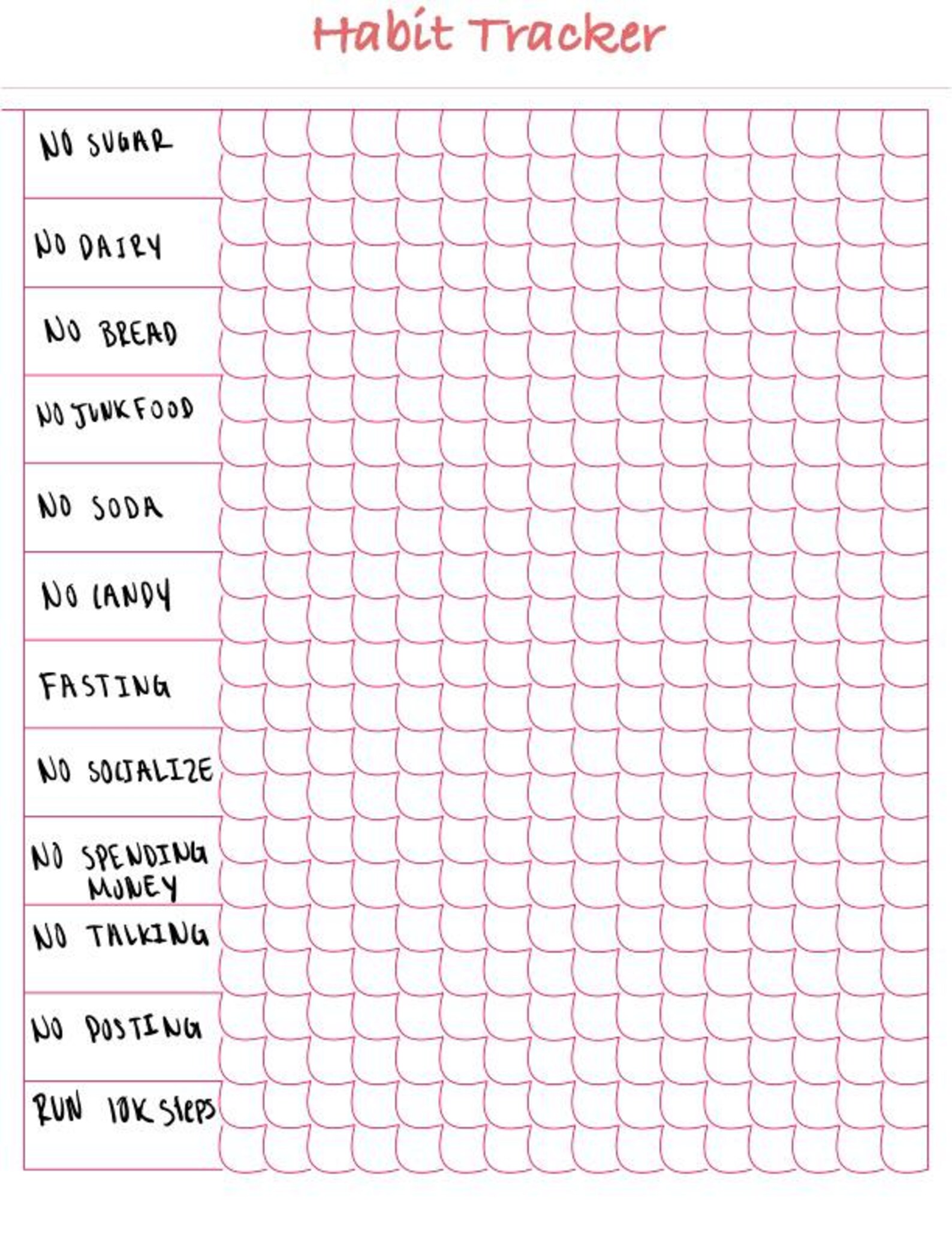 Pink Habit Tracker Printable: Daily, Weekly, Monthly (digital Download ...
