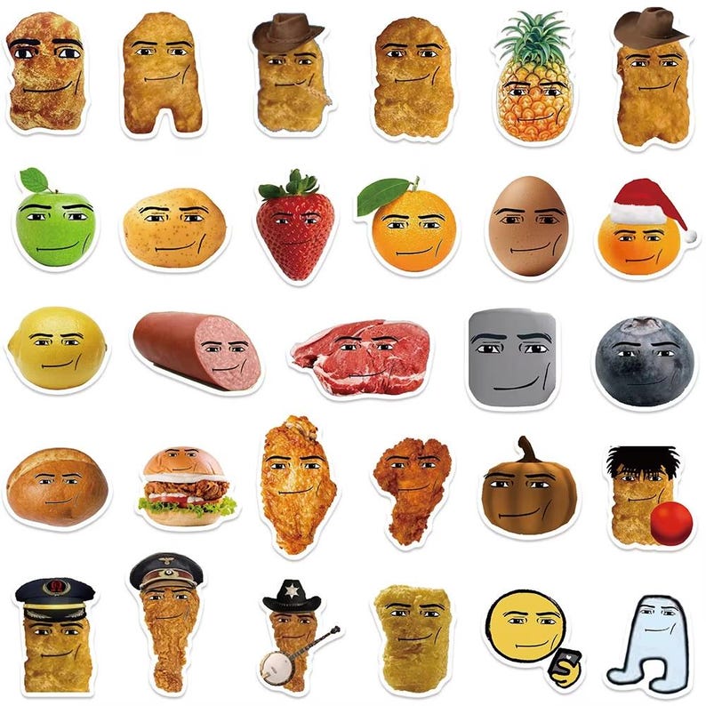 Roblox Face Meme Stickers Mystery Bundle (10pcs) – Funny Chicken Nugget ...