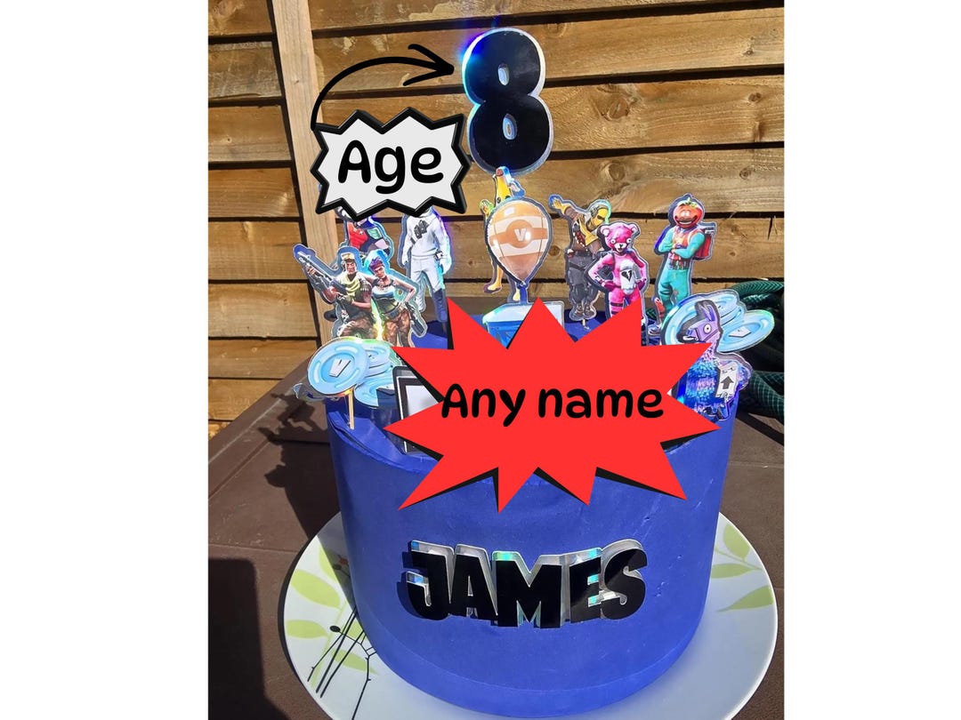 Personalised Battle Royale Cake Topper - 14 Piece Set - Gaming Birthday ...