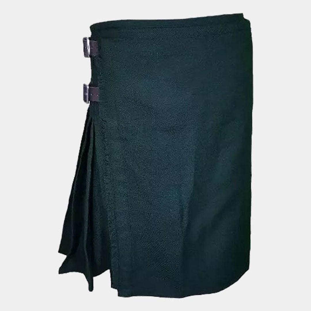 Handmade Scottish Solid Green Modern Tartan Kilt Clan Solid Green ...