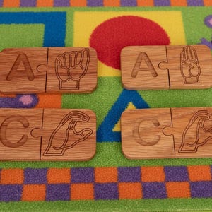 ASL Alphabet Puzzle: Montessori Wooden Matching Tiles - Etsy