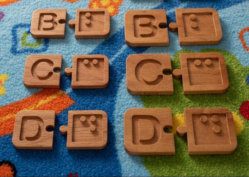 Alphabet Puzzle Match Tiles - Braille - Etsy