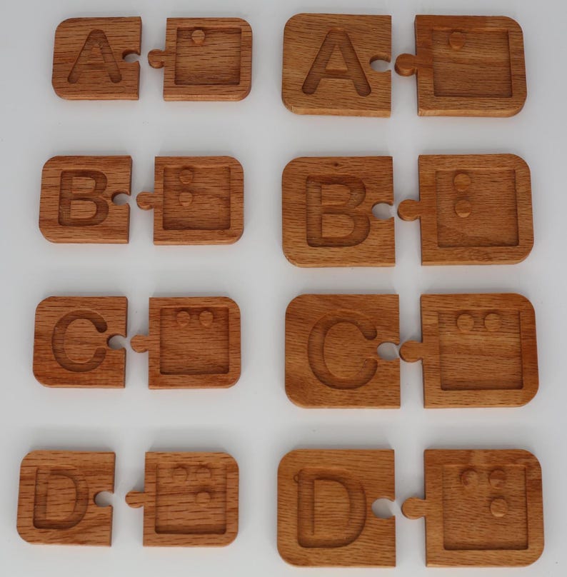 Alphabet Puzzle Match Tiles - Braille - Etsy