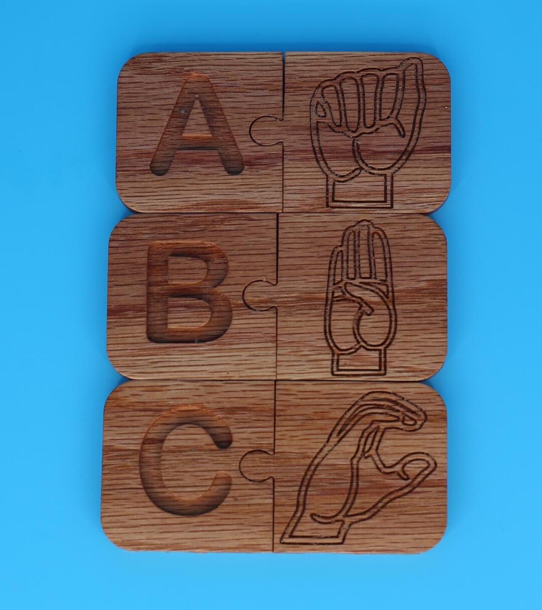 ASL Alphabet Puzzle: Montessori Wooden Matching Tiles - Etsy