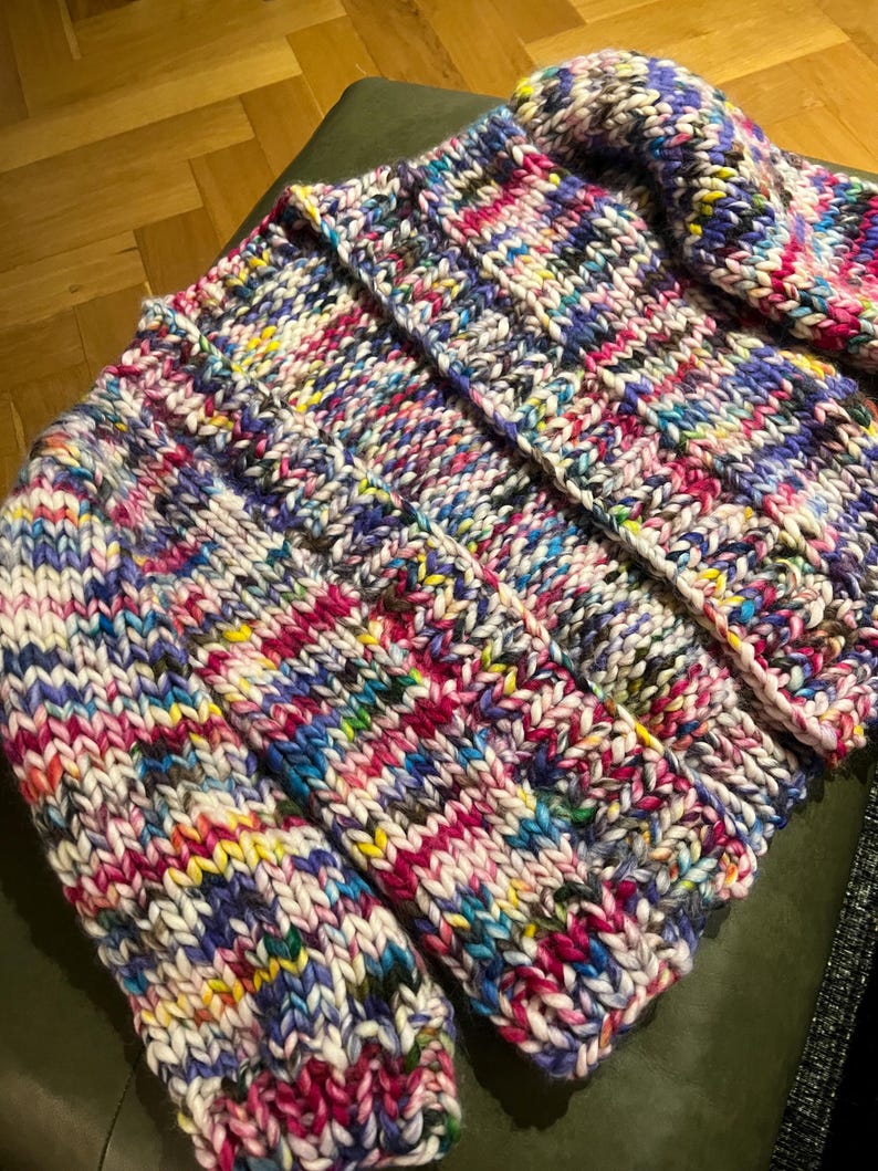 Handmade Colorful Chunky Wool Cardigan - Etsy