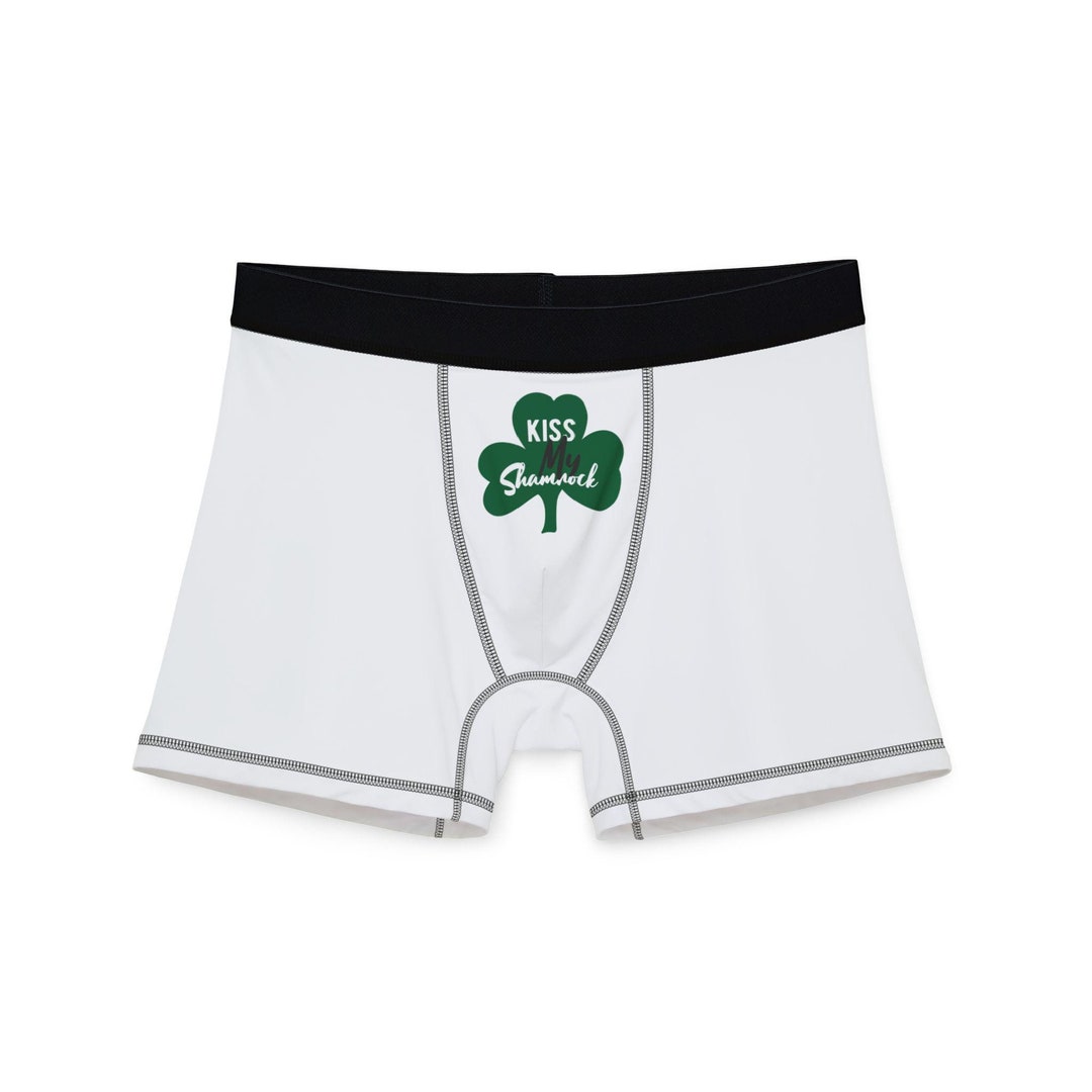 Kiss My Shamrock Boxer Shorts With Green Shamrock Design - Fun St ...
