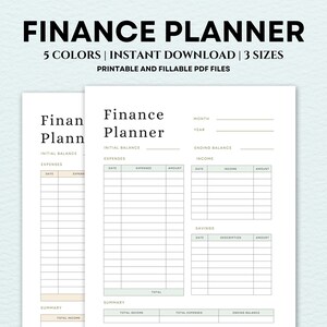 Printable Finance Planner | Budget Planner| Annual Budget and Savings ...