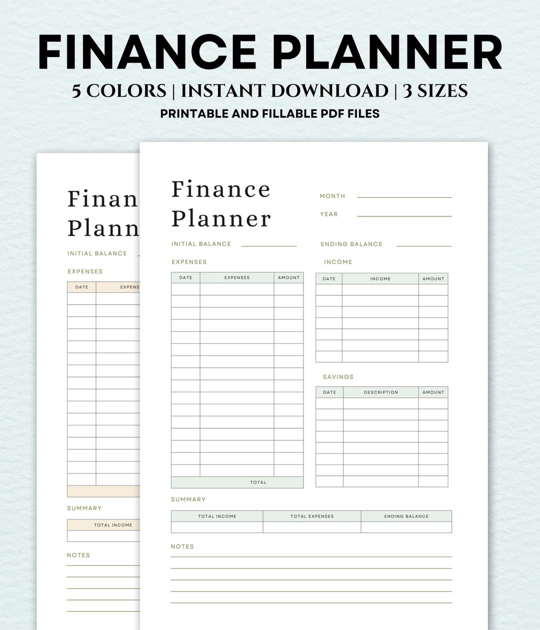 Printable Finance Planner | Budget Planner| Annual Budget and Savings ...