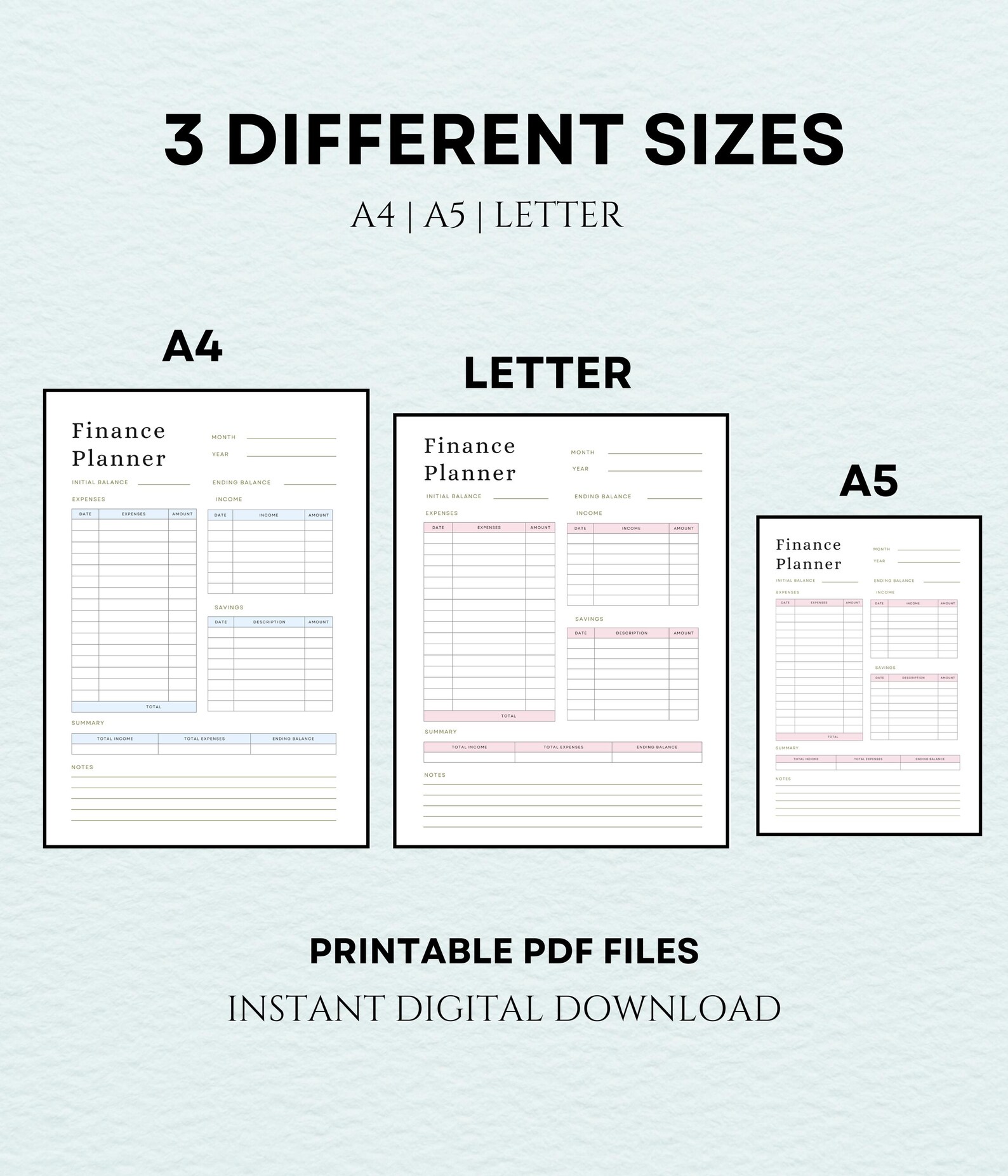 Printable Finance Planner | Budget Planner| Annual Budget and Savings ...