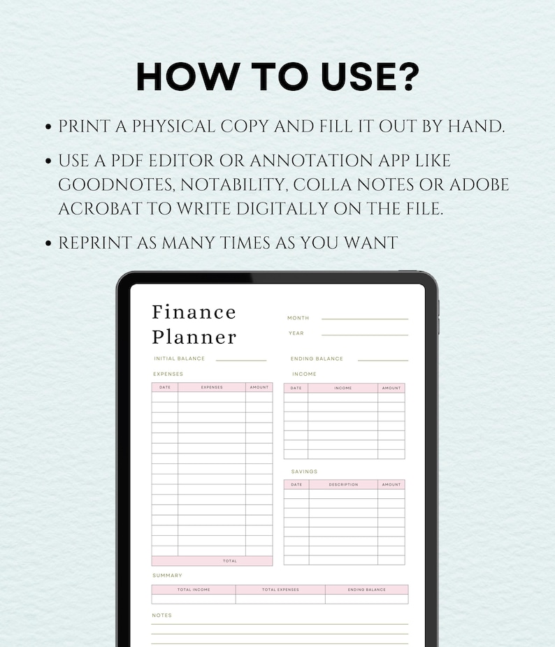 Printable Finance Planner | Budget Planner| Annual Budget and Savings ...