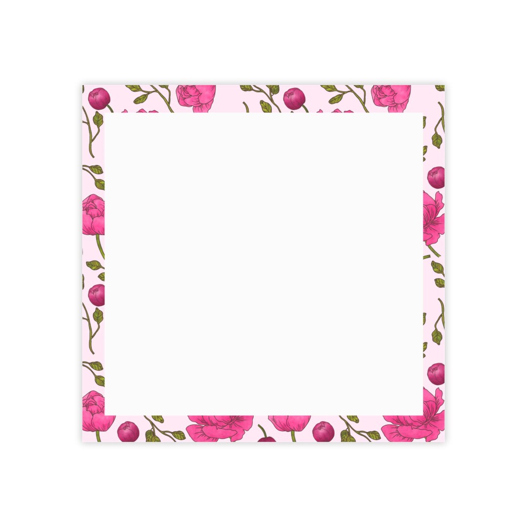 Pink Floral Post-it Note Pads, Writing Set, Peonies Sticky Notes ...