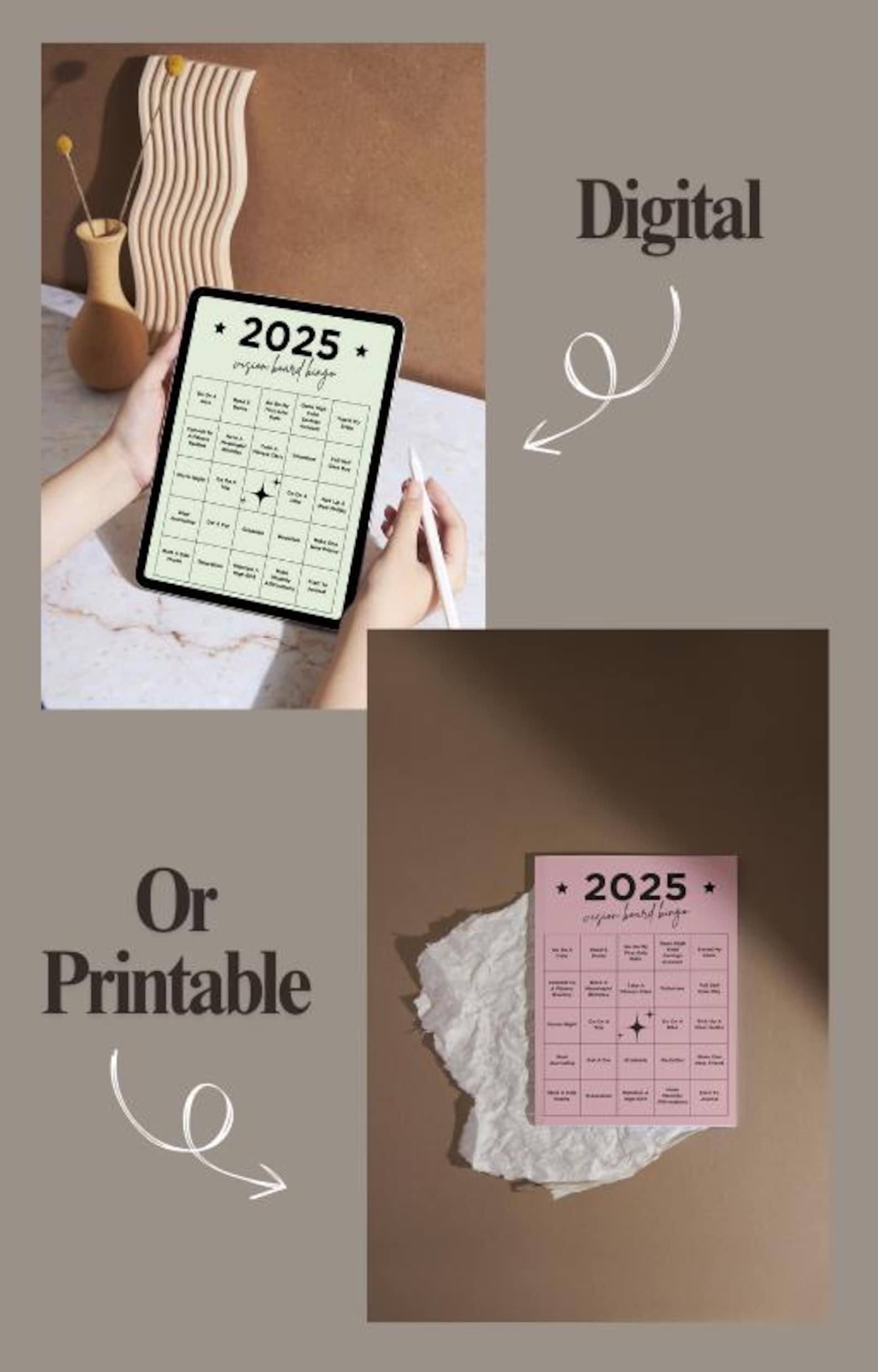 2025 Vision Board Bingo Card; Vision Board, Winter Arc, Bingo Card, New ...