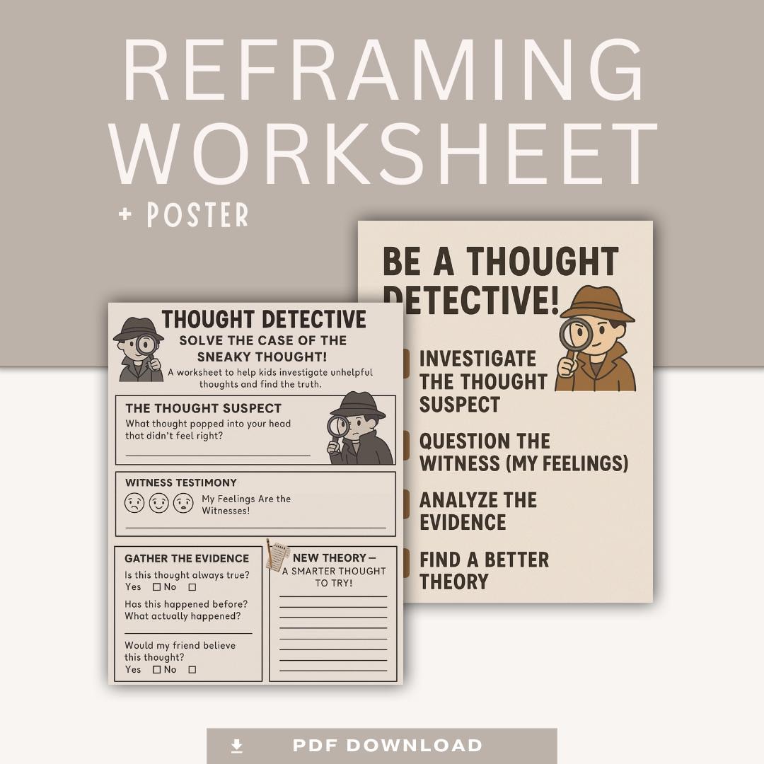 Thought Detective Worksheet for Kids | CBT Therapy Activity (PDF) - Etsy