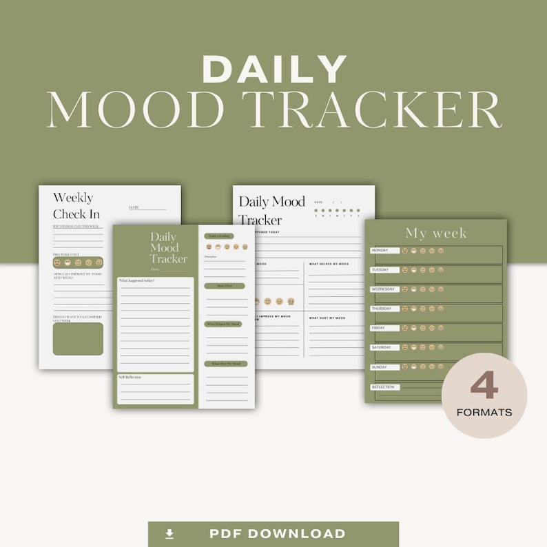 Daily Mood Tracker Printable | Mental Health Journal Page | Mood Log ...