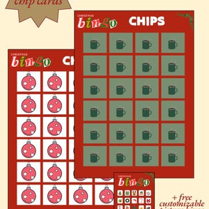 Christmas Bingo Bundle| 50 Cards| Customizable Template| Chip Cards ...