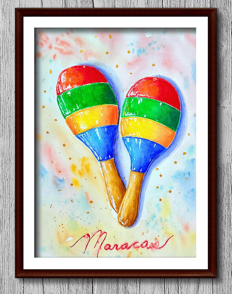 Original Maracas Watercolor Painting – Colorful Music Art, 12x16 - Etsy