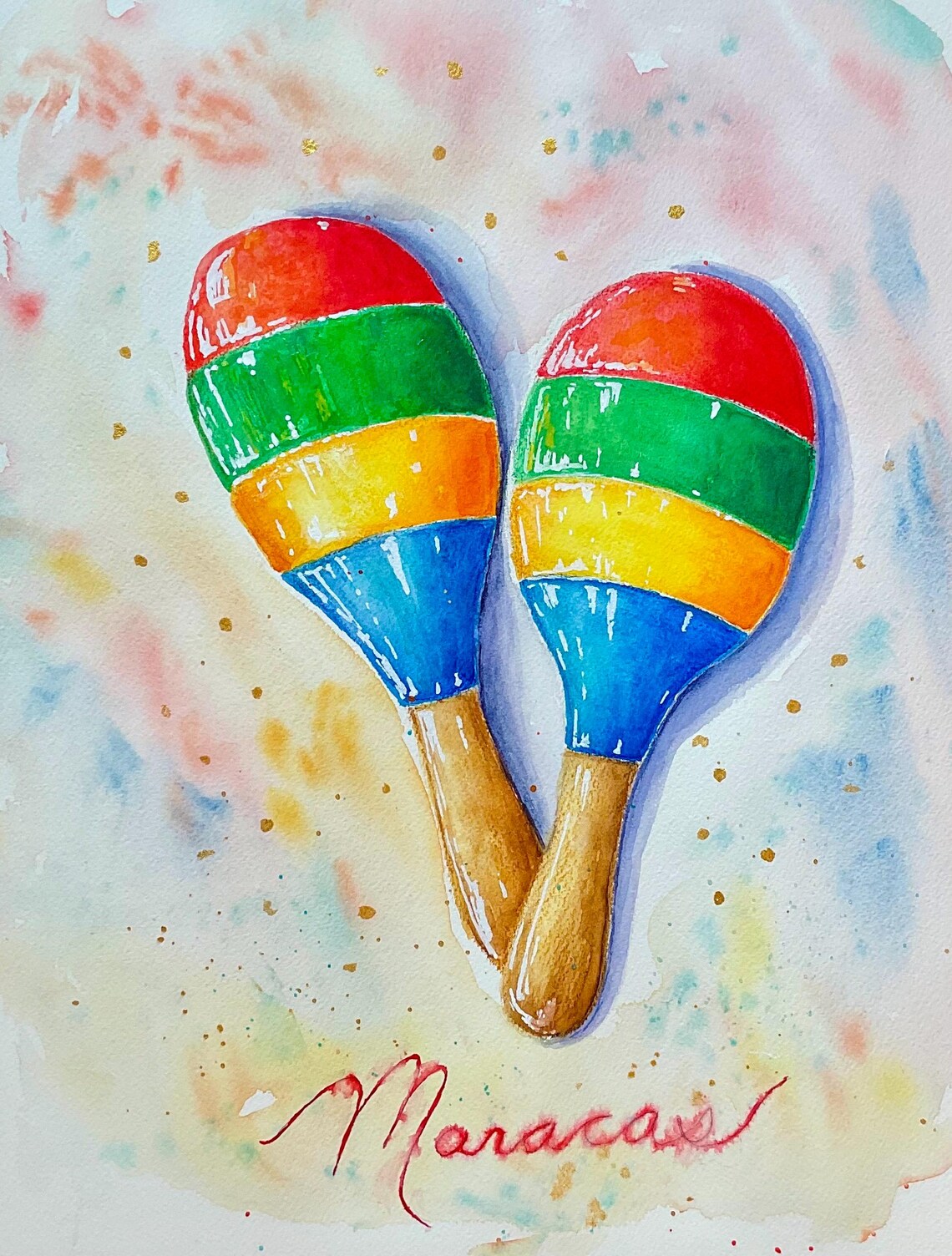 Original Maracas Watercolor Painting – Colorful Music Art, 12x16 - Etsy