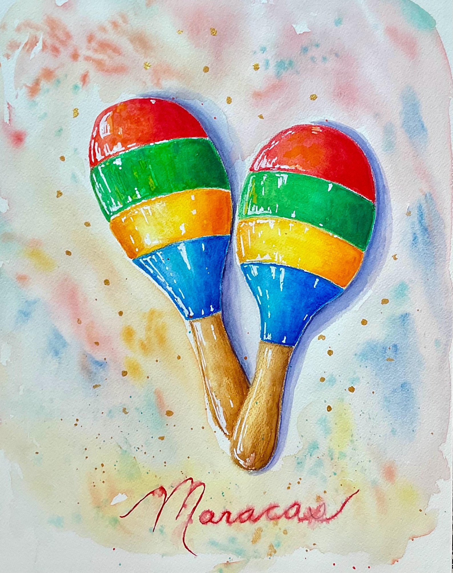 Original Maracas Watercolor Painting – Colorful Music Art, 12x16 - Etsy