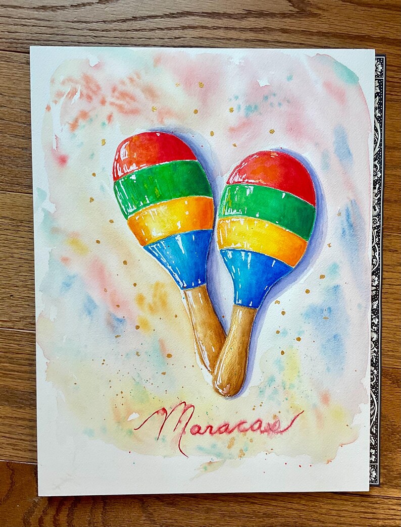 Original Maracas Watercolor Painting – Colorful Music Art, 12x16 - Etsy