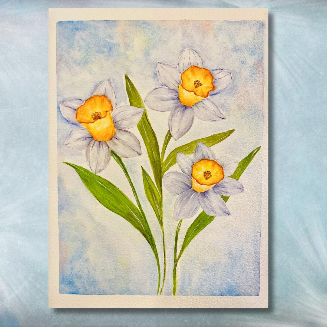 Watercolor Daffodils-9x12 Original Painting by Me on 100% Watercolor ...