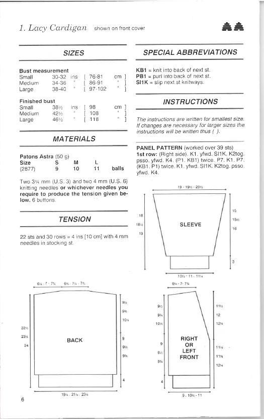Patons "lacy Cardigan" Knitting Pattern From 1999- PDF Download. - Etsy