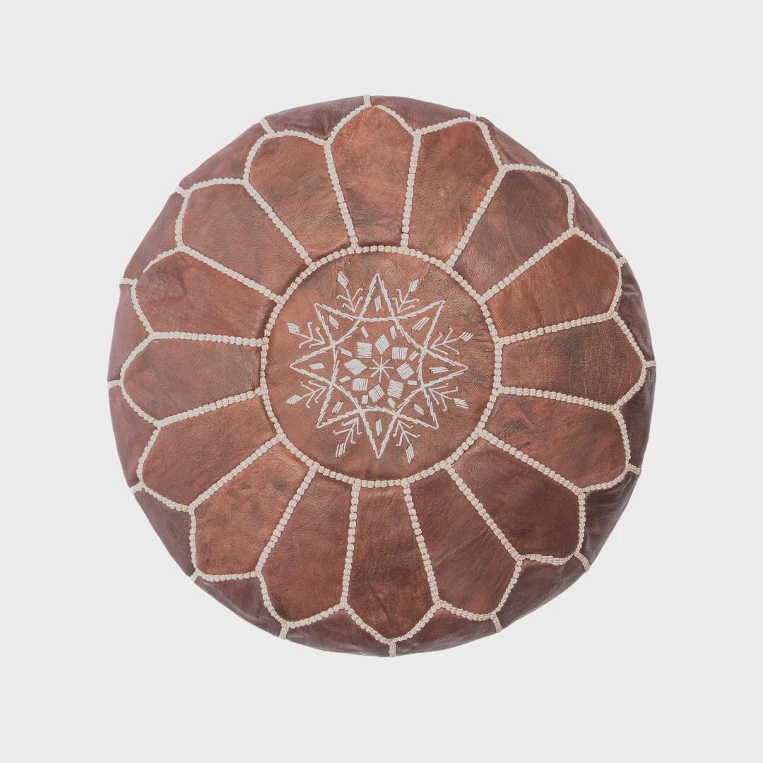 Handmade Moroccan Leather Pouf Ottoman: Earthy Toasted Nut Decor - Etsy