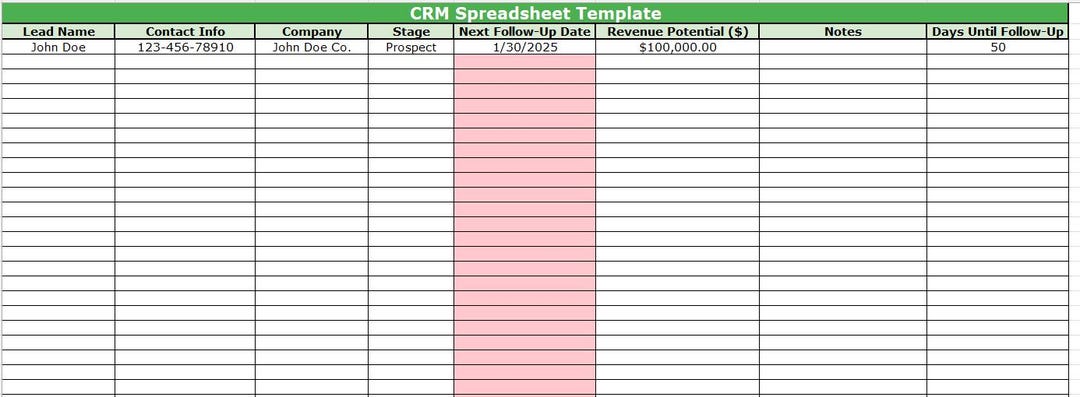 Simple CRM Spreadsheet Template - Etsy