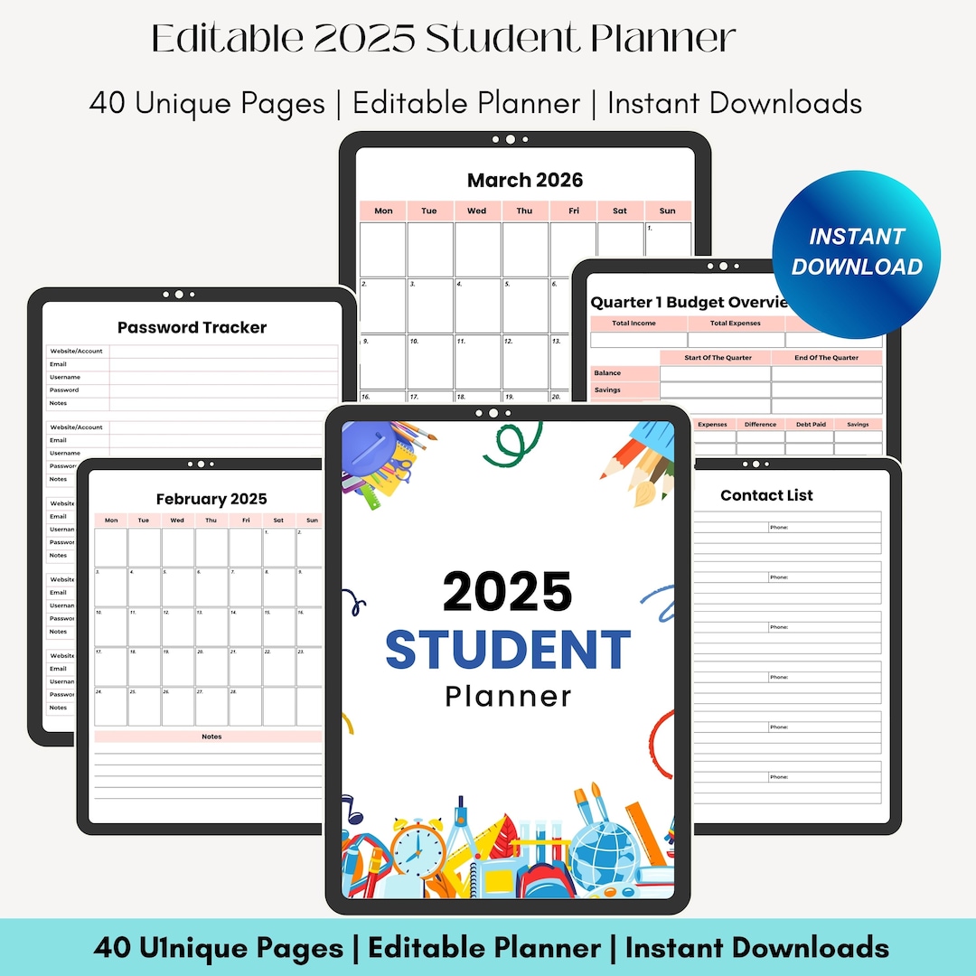 2024 2025 Student Digital Planner Goodnotes, Academic Planner, College ...