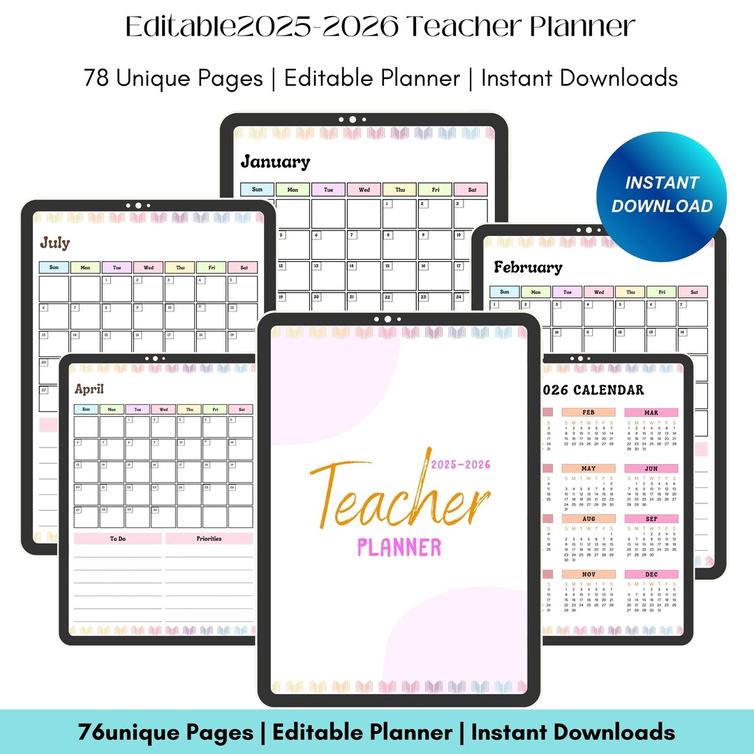 Teacher Planner 2025 + 2026 for Remarkable Paper Pro / 2, Digital ...