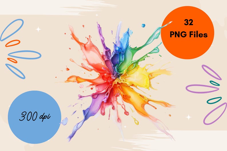 Watercolor Splashes Png Clipart Bundle, Splash Background, Paint ...