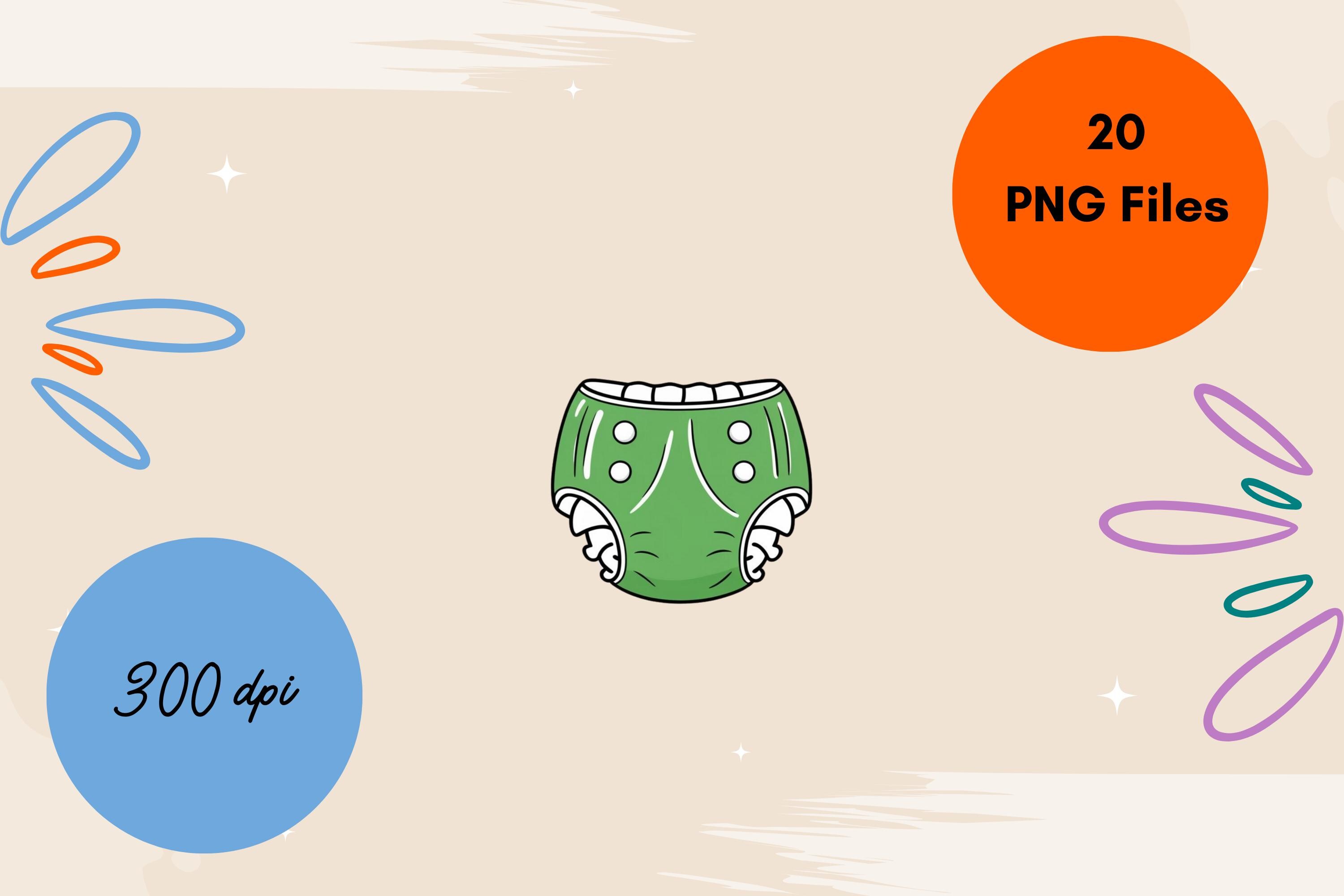 Baby Diaper Clipart Bundle – 20 PNG Files | Colorful Diapers | Cute ...