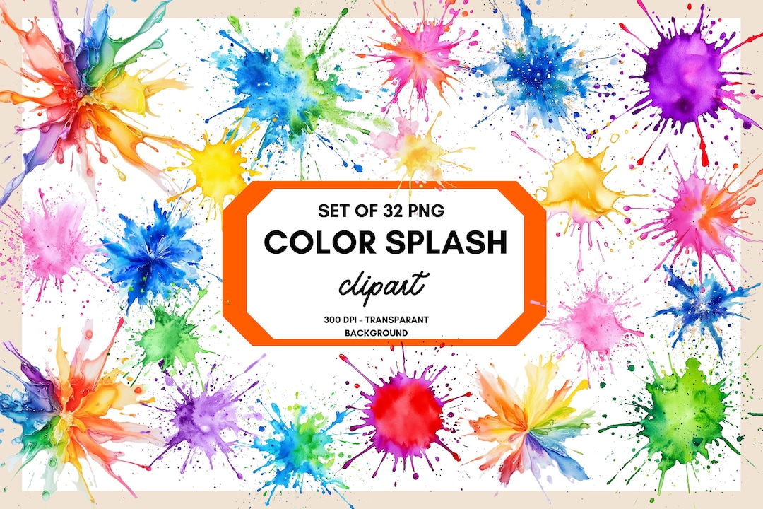 Watercolor Splashes Png Clipart Bundle, Splash Background, Paint ...
