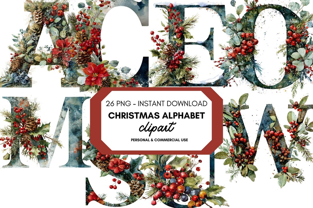 Christmas Alphabet Png, Christmas Alphabet Clipart, Christmas Font ...