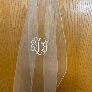 Lydia's Monogrammed One Tier Pencil Edged Communion Veil - Etsy