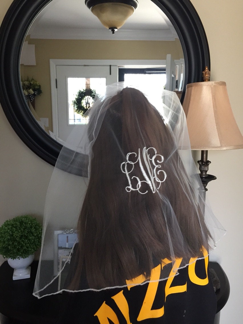 Lydia's Monogrammed One Tier Pencil Edged Communion Veil - Etsy