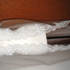 Monogrammed Reembroidered Lace Edged Cathedral Veil - Etsy