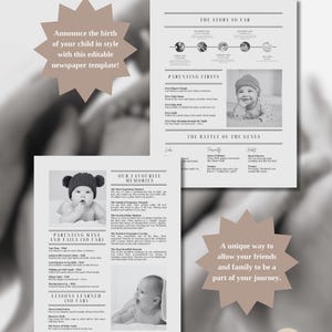 Editable Baby Announcement Newspaper Baby Newspaper Announcement ...