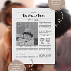 Editable Baby Announcement Newspaper Baby Newspaper Announcement ...