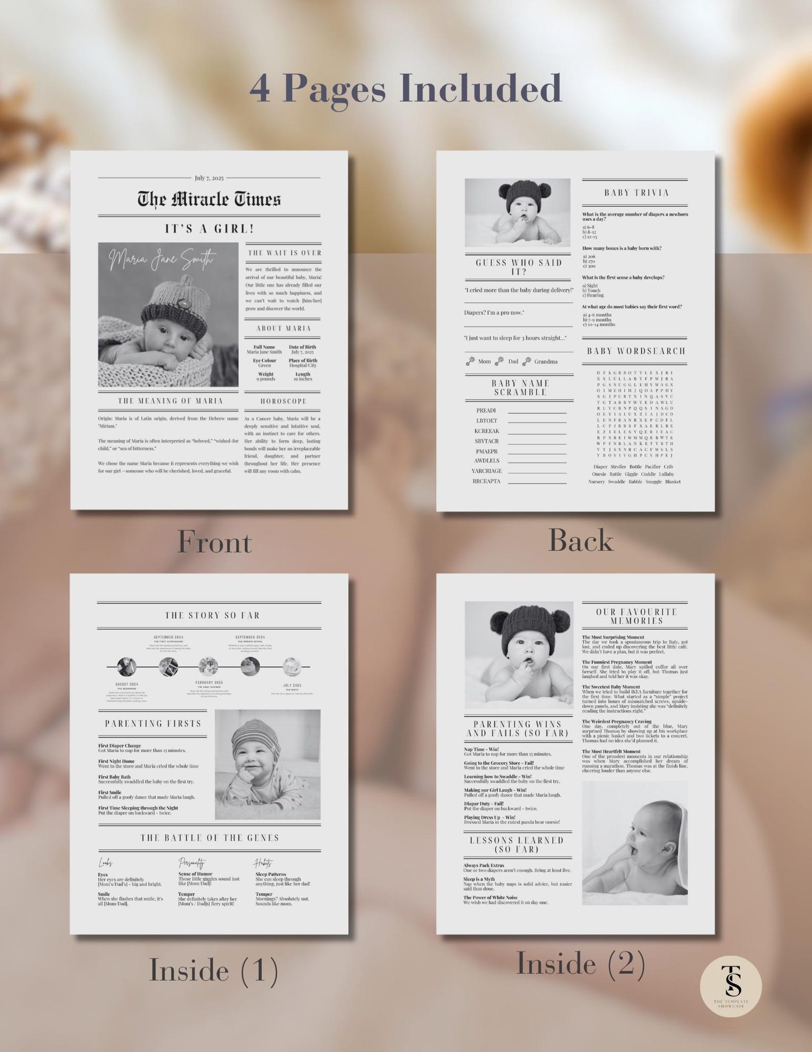 Editable Baby Announcement Newspaper Baby Newspaper Announcement ...