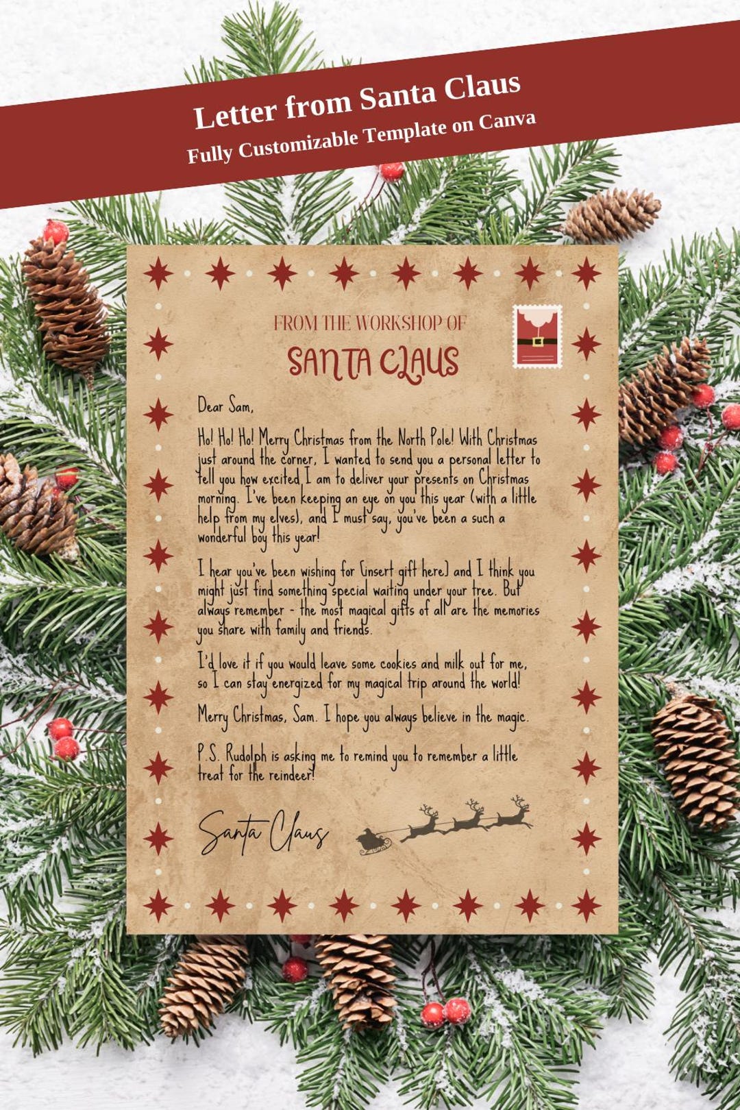 Personalized Holiday Letter Editable Template Santa Letter North Pole ...
