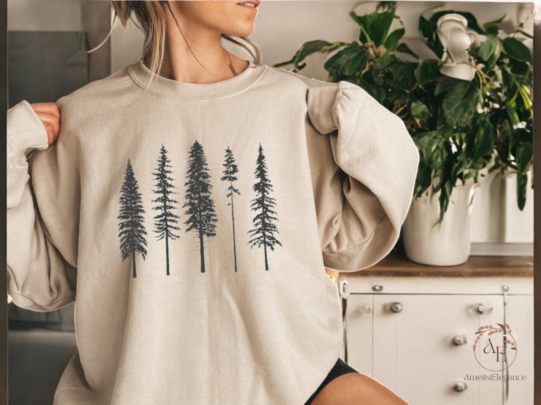 Pine Tree Sweatshirt, Evergreen Trees, Forest Sweatshirt, Gift for ...