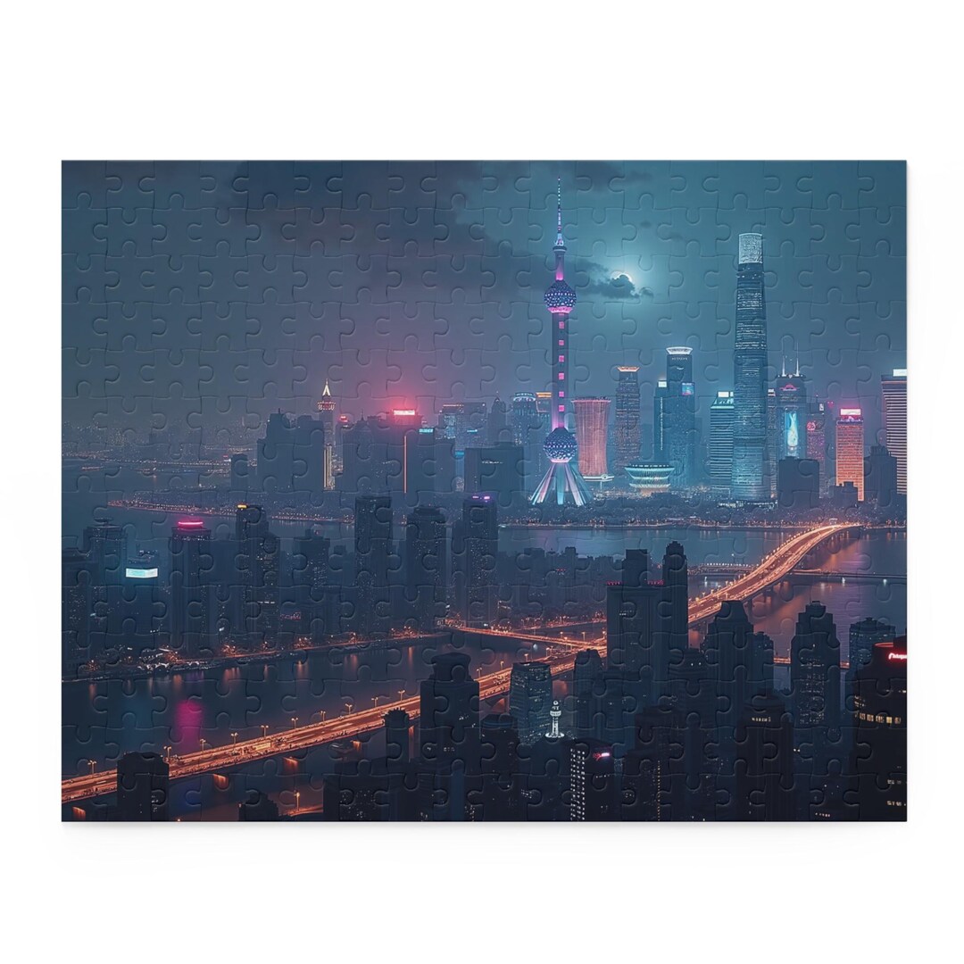 Puzzle 500-piece Night City Skyline Jigsaw Puzzle Beautiful Cityscape ...