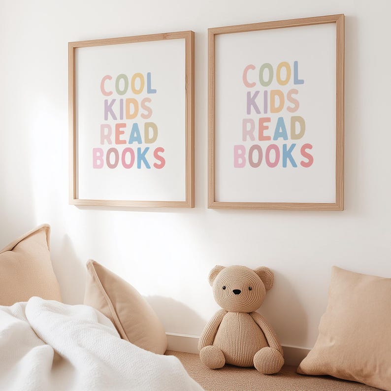 Cool Kids Read Books Poster, Printable Educational Wall Art, Homeschool ...