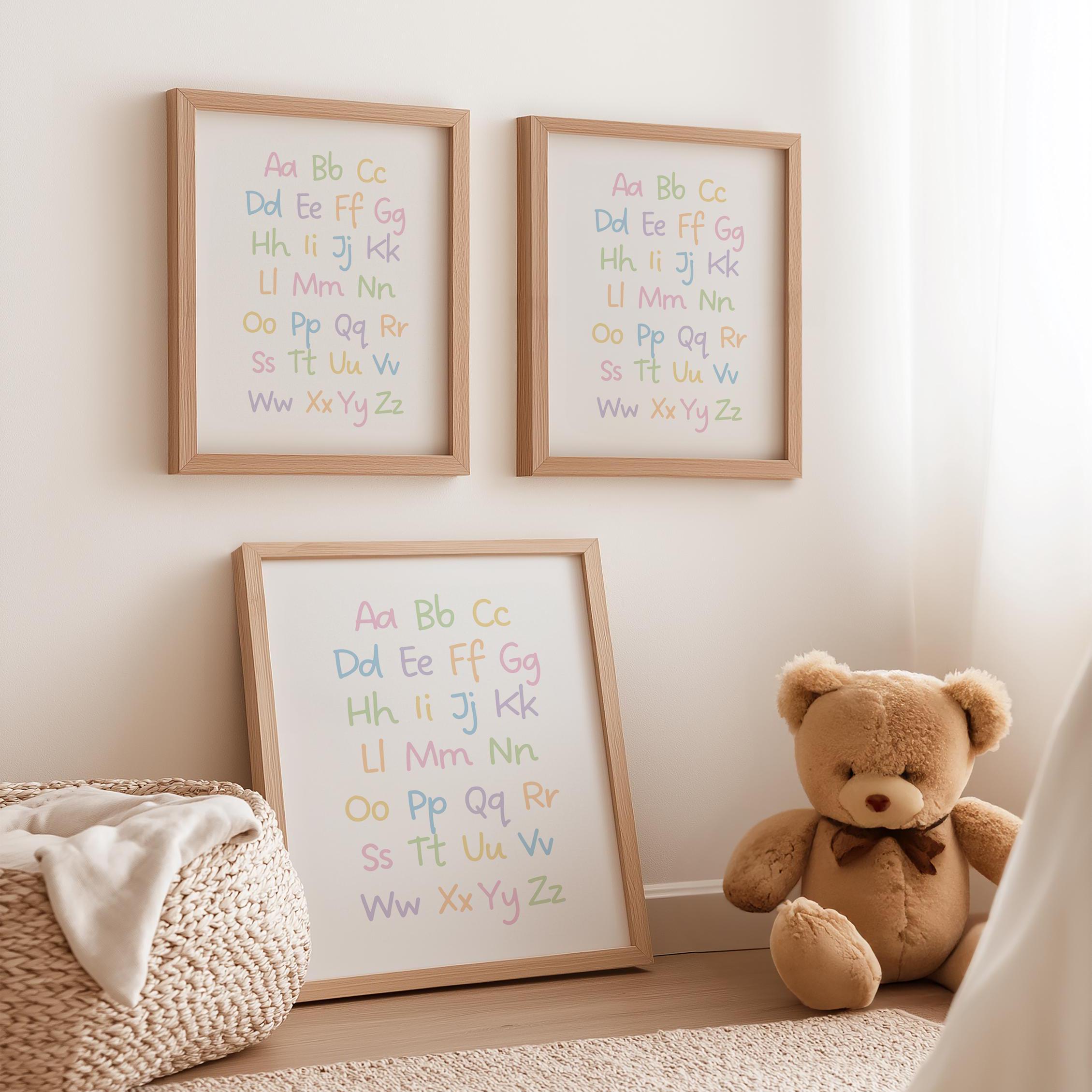 Rainbow Alphabet Poster, Educational Wall Art Printable, Homeschool ...