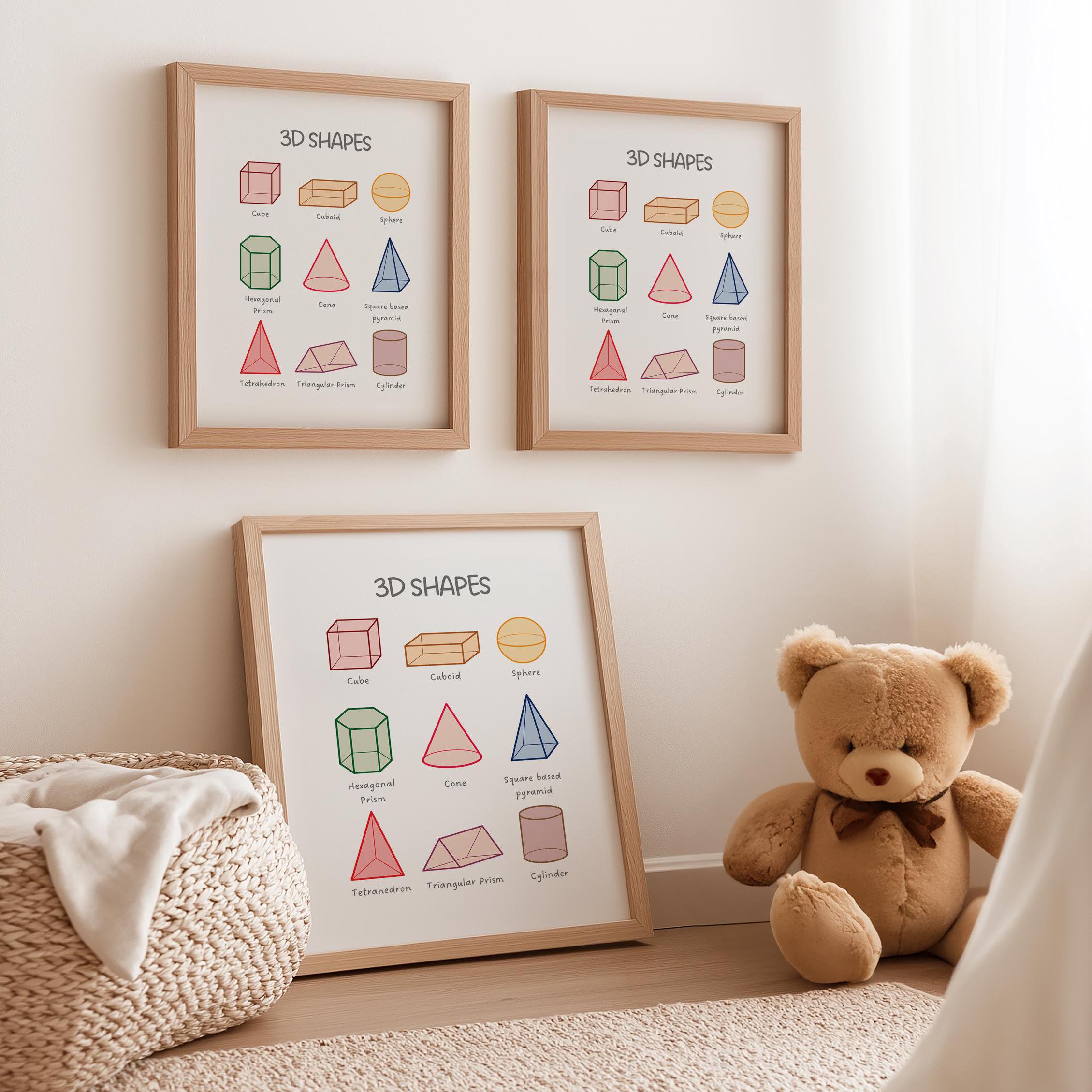 3D Shapes Poster, Printable Educational Wall Art, Homeschool Decor ...