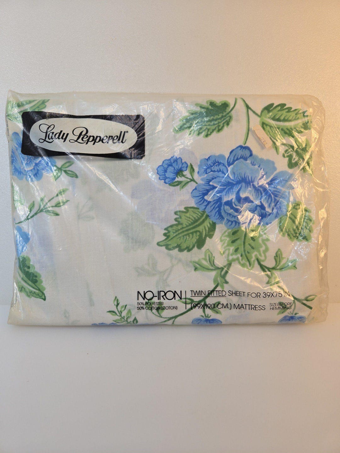 Lady Pepperell Vintage Twin Fitted Sheet Blue Flowers on White NEW Old ...
