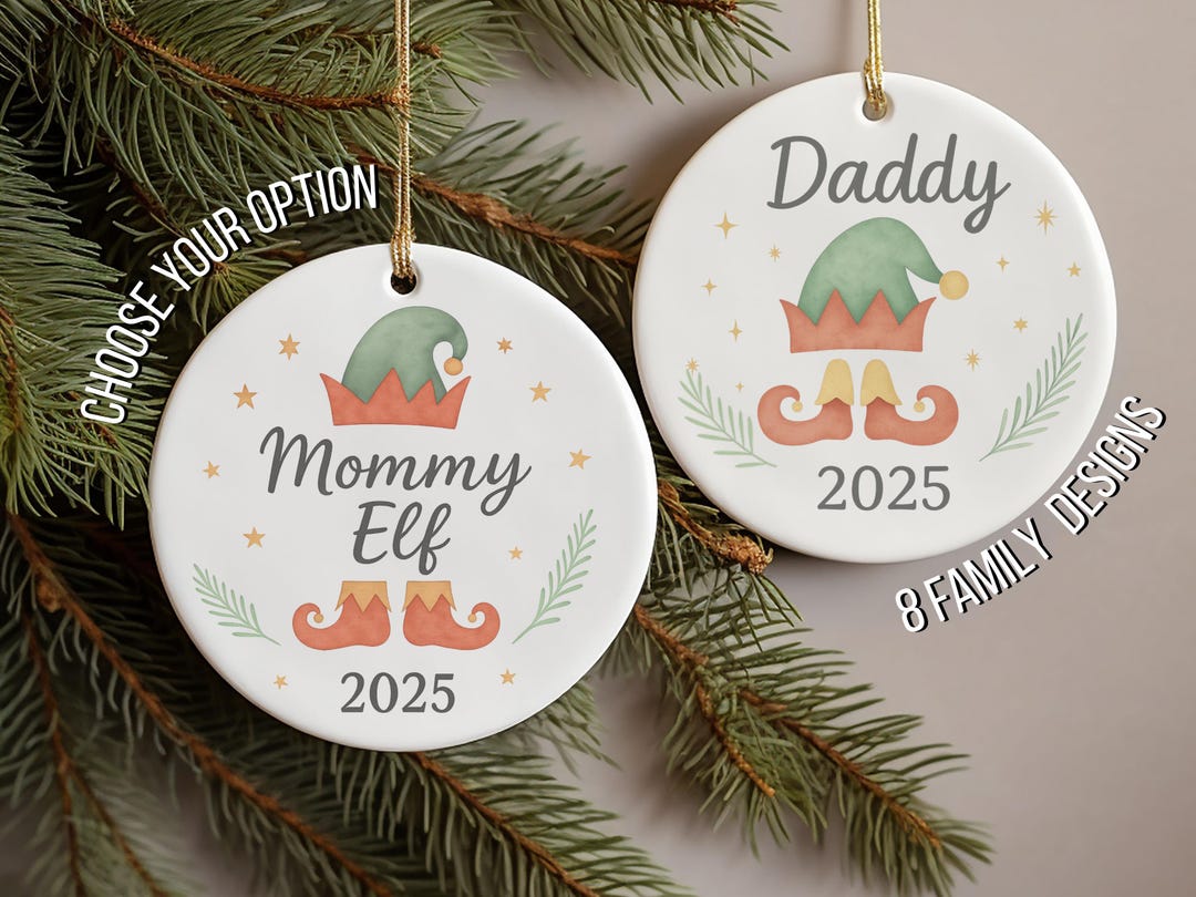 Personalized Elf Family Ceramic Xmas Bauble Ornament 2025 – Custom ...