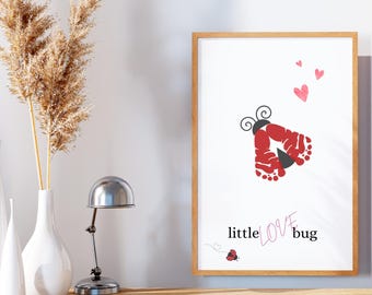 Little Love Bug Footprint Art, Valentines Day Footprints, Love Bug ...