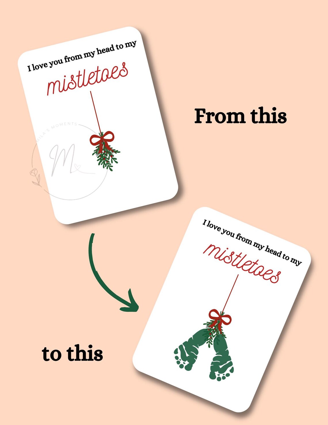 Christmas Footprint Art, I Love You From My Head to My Mistletoes ...