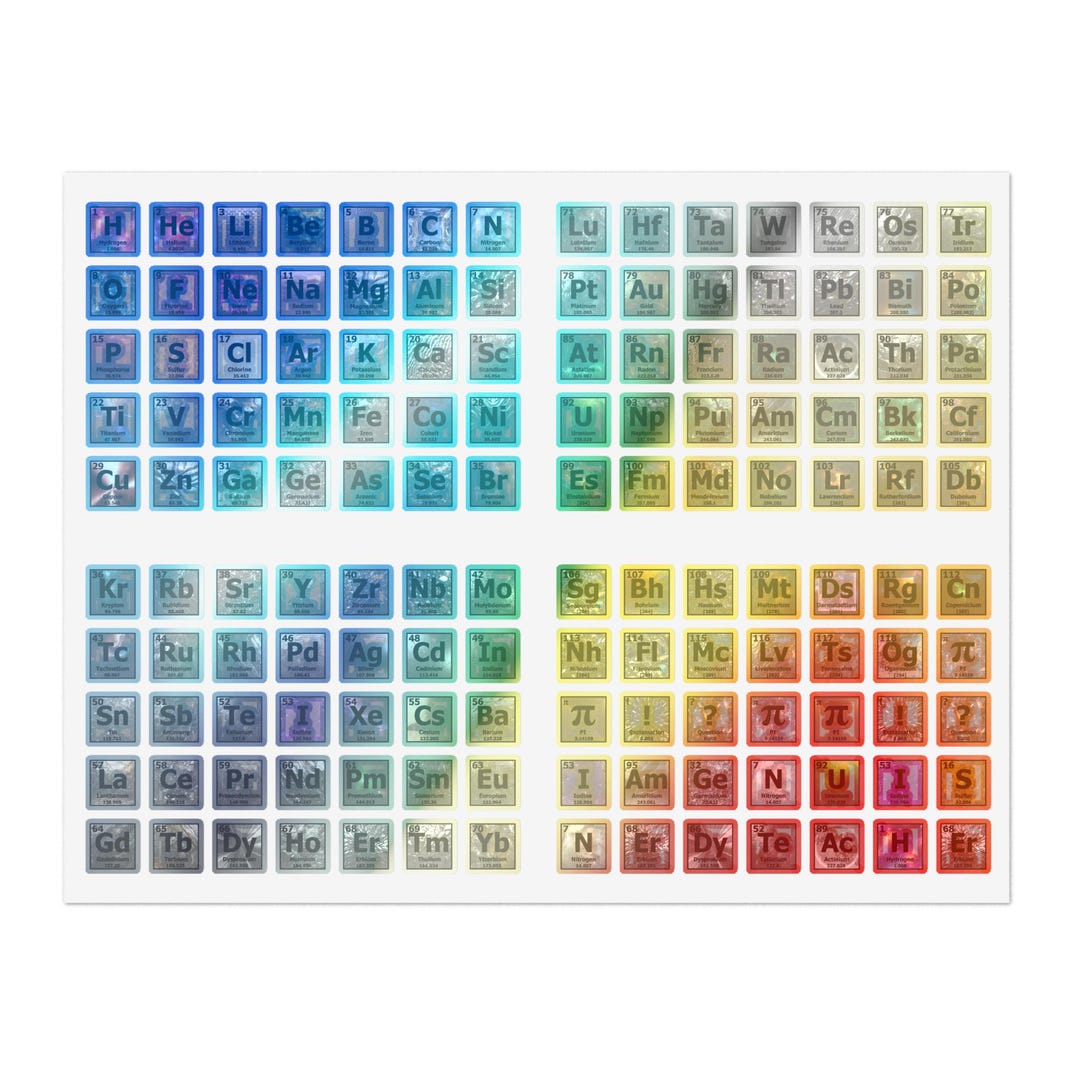 Periodic Table Sticker Sheet Bundle, Chemistry Stickers, Science ...